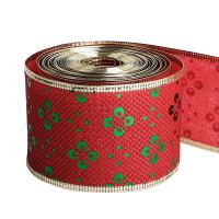 China Holiday Christmas Decoration Wired Ribbons with Custom Printed Pattern for sale