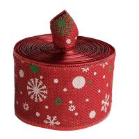 China Holiday Christmas Decoration Wired Ribbons with Custom Printed Pattern for sale