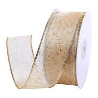 China Organza Ribbon Wire Edge Christmas Ribbon 38mm and 63mm for Personalized Gift Wrapping for sale