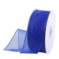 China Organza Ribbon Wire Edge Christmas Ribbon 38mm and 63mm for Personalized Gift Wrapping for sale