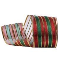 China Organza Ribbon Wire Edge Christmas Ribbon 38mm and 63mm for Personalized Gift Wrapping for sale
