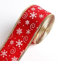 China Custom Christmas Ribbon Wire Edged Burlap Ribbon 50mm Print Customers'requirements for sale