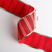 China Custom Christmas Ribbon Wire Edged Burlap Ribbon 50mm Print Customers'requirements for sale