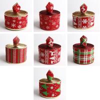 China Custom Christmas Ribbon Wire Edged Burlap Ribbon 50mm Print Customers'requirements for sale