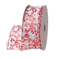 China Ribbon Candy Christmas Wired Edge Ribbon Sustainable and Festive Gingerbread Design for sale