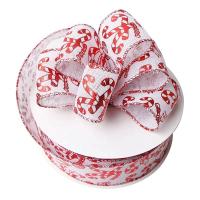 China Ribbon Candy Christmas Wired Edge Ribbon Sustainable and Festive Gingerbread Design for sale