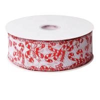 China Ribbon Candy Christmas Wired Edge Ribbon Sustainable and Festive Gingerbread Design for sale