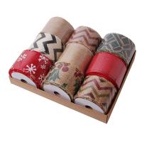 China Tree Patterned 65mm Wired Fabric Christmas Ribbon for Party Decoration OEM ODM Support for sale