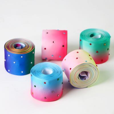 China Create Stunning Decorations with Grosgrain Ribbon Rhinestone Ribbon 25mm 38mm 5 Yards for sale