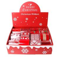 China 12pcs Christmas Ribbon Set Wired Edge Perfect for Outdoor Decoration 100% Polyester for sale