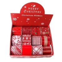 China 12pcs Christmas Ribbon Set Wired Edge Perfect for Outdoor Decoration 100% Polyester for sale