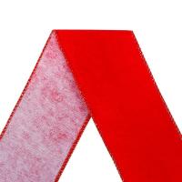 China 2.5 Inch Red Velvet Wired Ribbon with Metallic Gold Edges Crafters' Favorite for sale