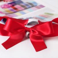 China Add a Pop of Color to Your Gifts with Pre-Tied Red Satin Ribbon Bows and Elastic Band for sale