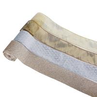 China Customized Support 63mm Wide Christmas Metallic Glitter Ribbon for Xmas Decorations for sale