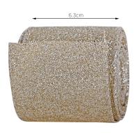 China Customized Support 63mm Wide Christmas Metallic Glitter Ribbon for Xmas Decorations for sale