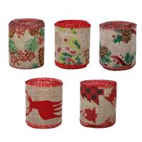 China MSD OEM 2-1/2 Inch Red Plaid Burlap Fabric Wired Edge Ribbons for Holiday Decoration for sale