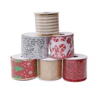 China MSD OEM 2-1/2 Inch Red Plaid Burlap Fabric Wired Edge Ribbons for Holiday Decoration for sale