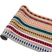 China 2.5 Inch Wired Edge Plaid Burlap Ribbon for Christmas Present Wrapping and Floral Bows for sale