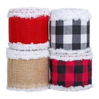 China 63mm Wired Edge Burlap Ribbon Ideal for DIY Christmas Crafts and Gift Wrapping Needs for sale