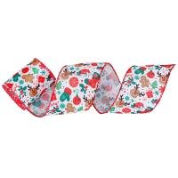 China Christmas Burlap Fabric Wired Ribbon for DIY Wrapping Wedding Floral Bows Crafts 2.5 Inch 63mm Wide for sale