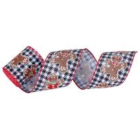 China Christmas Burlap Fabric Wired Ribbon for DIY Wrapping Wedding Floral Bows Crafts 2.5 Inch 63mm Wide for sale