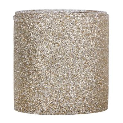 China 2.5 Inch Wide Shimmer Christmas Ribbon with Gold Wired Edge Glitter Metallic Single Face for sale