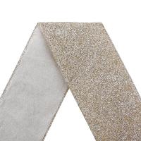 China 2.5 Inch Wide Shimmer Christmas Ribbon with Gold Wired Edge Glitter Metallic Single Face for sale