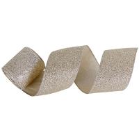 China 2.5 Inch Wide Shimmer Christmas Ribbon with Gold Wired Edge Glitter Metallic Single Face for sale