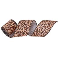 China Zebra Leopard Printed Wired Ribbon Animal Pattern Fabric Burlap Ribbon for Home Decor 2.5 Inch for sale