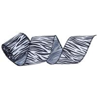 China Zebra Leopard Printed Wired Ribbon Animal Pattern Fabric Burlap Ribbon for Home Decor 2.5 Inch for sale