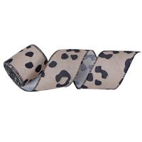 China Zebra Leopard Printed Wired Ribbon Animal Pattern Fabric Burlap Ribbon for Home Decor 2.5 Inch for sale