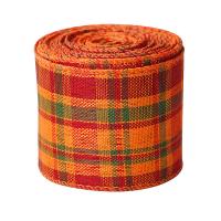 China 63mm Wired Edge Christmas Buffalo Ribbon Burlap Plaid Ribbon for Holiday Decoration for sale