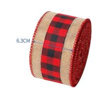 China 63mm Wired Edge Christmas Buffalo Ribbon Burlap Plaid Ribbon for Holiday Decoration for sale