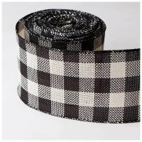 China 63mm Wired Edge Christmas Buffalo Ribbon Burlap Plaid Ribbon for Holiday Decoration for sale