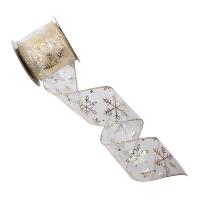 China 2-1/2 inch Wired Edge Organza Ribbon for Christmas Wreath Decoration OEM Customized for sale