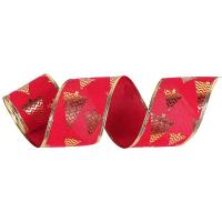 China Customized Polyester Wired Edge Ribbon Roll for Christmas Crafts Polyester Material for sale