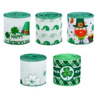 China Stocked Wired Edge Burlap Ribbon for Easter Day Valentine Day Irish Day and Christmas for sale