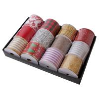 China 2022 Organza Wired Edge Velvet Burlap Fabric Custom Printed Merry Christmas Gift Ribbon for sale