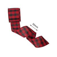 China Customized Christmas Gift Ribbons 2.5 Inch Plaid Burlap Wired for Wreath Decoration for sale