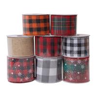 China MSD Christmas Wired Edge Ribbon 2 Inch Printed Burlap Craft Ribbon with Printed Design for sale