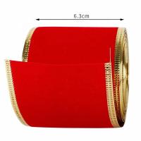 China MSD 63mm Red Christmas Wired Ribbon with Customized Holiday Decoration and Wired Edge for sale