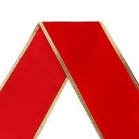 China MSD 63mm Red Christmas Wired Ribbon with Customized Holiday Decoration and Wired Edge for sale