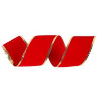 China MSD 63mm Red Christmas Wired Ribbon with Customized Holiday Decoration and Wired Edge for sale