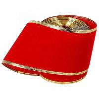 China MSD 63mm Red Christmas Wired Ribbon with Customized Holiday Decoration and Wired Edge for sale