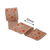China MSD 2.5 Inch Christmas Decoration Jute Ribbon with Wired Edge Trim in Printed Design for sale
