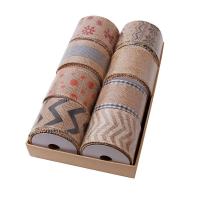 China MSD 2.5 Inch Christmas Decoration Jute Ribbon with Wired Edge Trim in Printed Design for sale