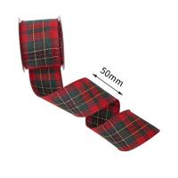 China MSD Christmas Wired Edge Ribbon 2 Inch Printed Burlap Craft Ribbon with Printed Design for sale