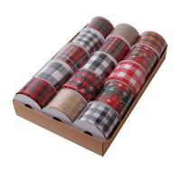 China MSD Christmas Wired Edge Ribbon 2 Inch Printed Burlap Craft Ribbon with Printed Design for sale