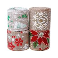 China Single Face Wired Edge Burlap Ribbon MSD Ribbons 2.5 Inch Bulk Christmas Ribbon for sale