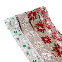 China Single Face Wired Edge Burlap Ribbon MSD Ribbons 2.5 Inch Bulk Christmas Ribbon for sale
